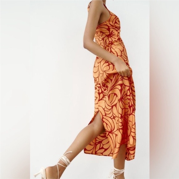 Zara | Dresses | Zara Rustorange Chain Strap Midi Dress | Poshmark